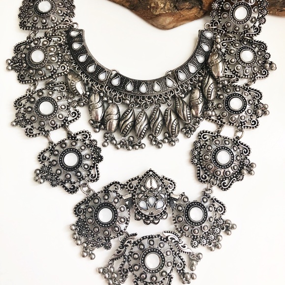 Express | Jewelry | Express Huge Silver Ornate Statement Necklace ...